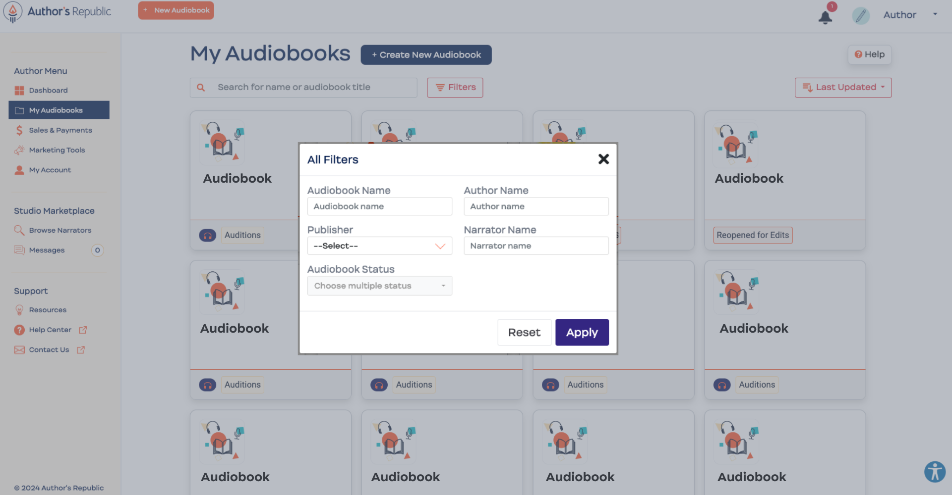 My Audiobooks Page – Author's Republic