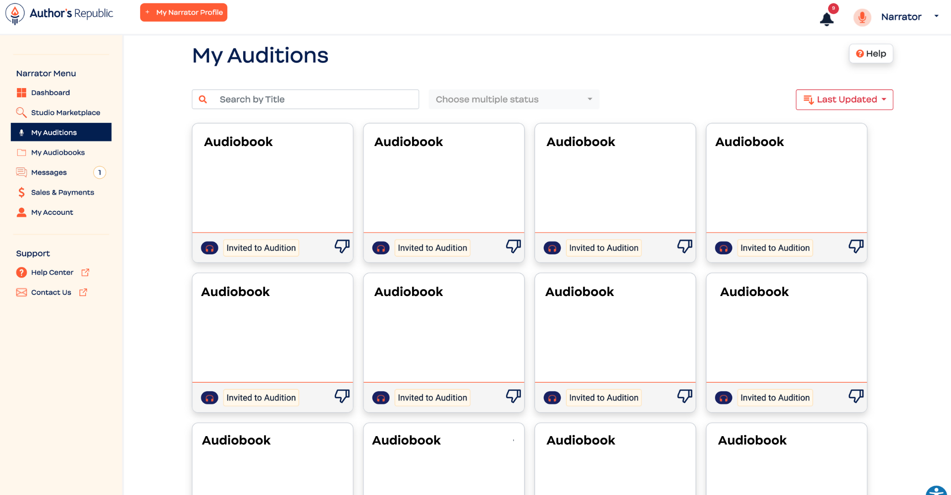 My Auditions Page – Author's Republic